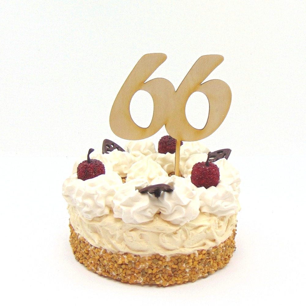 Geburtstag Tortenstecker Zahl 66, Cake Topper Sahnetorte